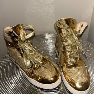 Shoes | Gold Hightop Womens Sneakers | Poshmark